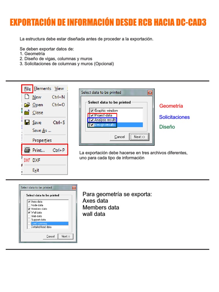Exportación Desde RCB Hacia DC-CAD3 | PDF