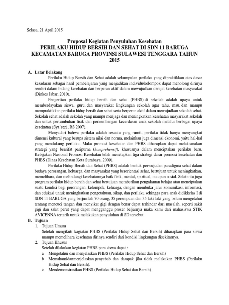 Proposal Penyuluhan PHBS | PDF