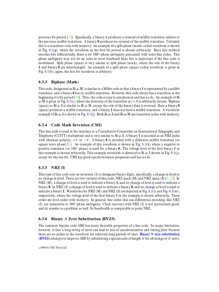 6.3.3 Biphase (Mark) : 1 and Binary 0 Are Interchanged. An Example of A Split Phase (Space ...