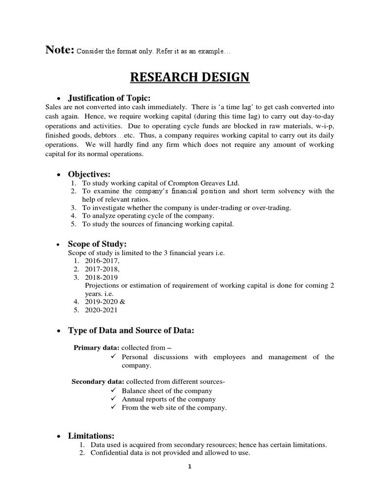 Sample Research Methodology - Working Capital | PDF | Data Analysis ...