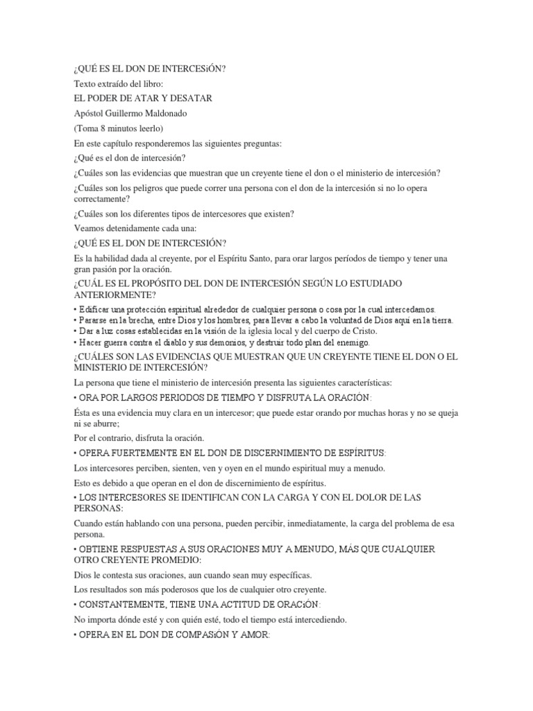El Don de Intercesión: Definición y Tipos | PDF | Oración | Dios