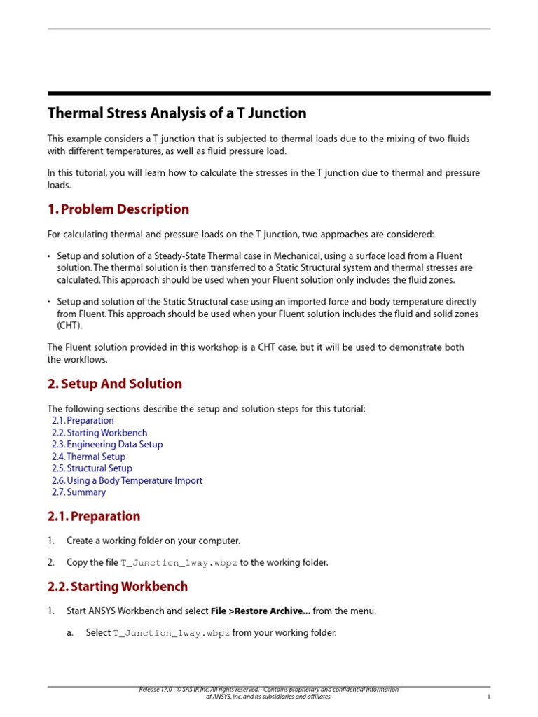 Fluent-FSI 17.0 WS6 T Junction 1way PDF | PDF | Materials Science | Physics