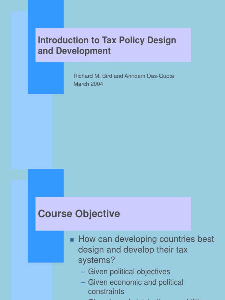 Tax Policy Design for Developing Countries | PDF | Tax Incidence | Taxes