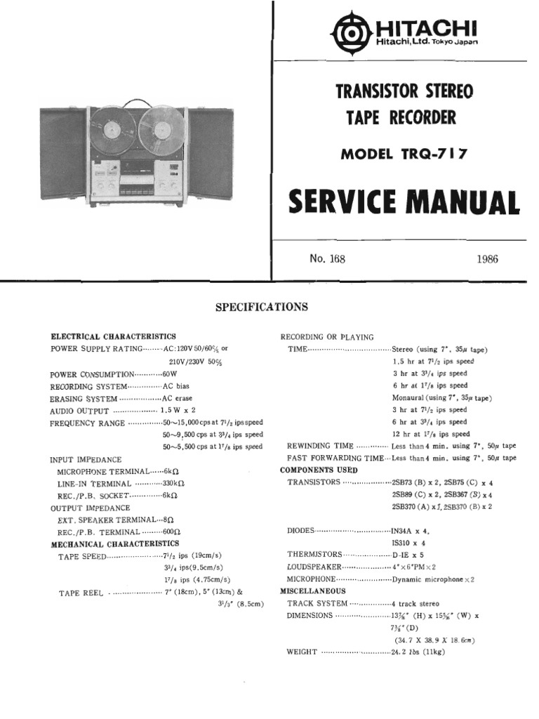 Hitachi TRQ 717 Service Manual | PDF