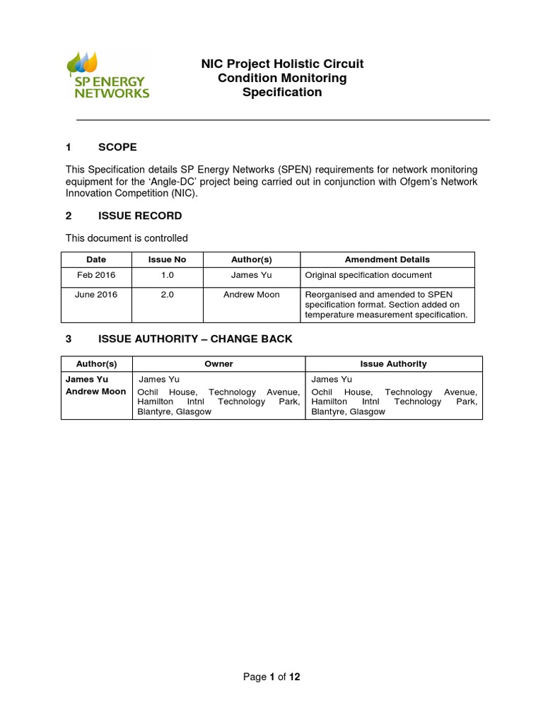 HCCM System Technical Specification v1 | PDF | Scada | Electrical Engineering
