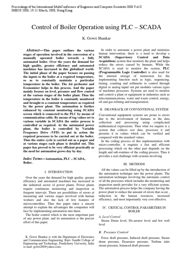Control of Boiler Operation Using PLC - SCADA | PDF | Programmable Logic Controller | Automation