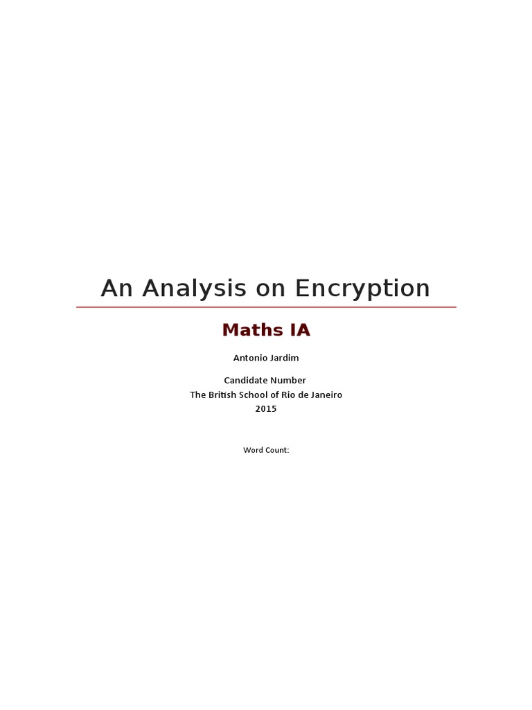 An Analysis On Encryption - IB Maths Internal Assesment | PDF | Cipher | Cryptography