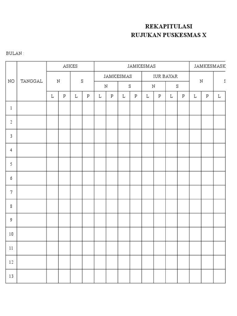 Form Rekapan Rujukan Bpjs Pdf