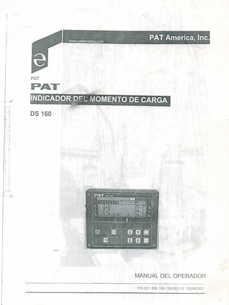 Manual de Operacion Pat DS 160 | PDF