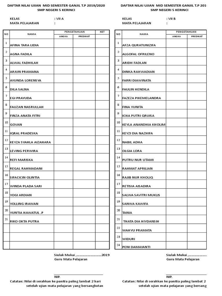 Blangko Nilai | PDF