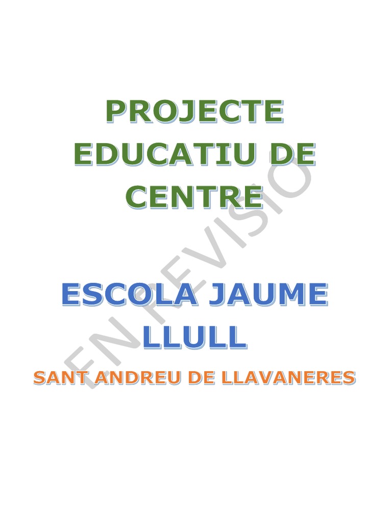 Projecte Educatiu de Centre | PDF