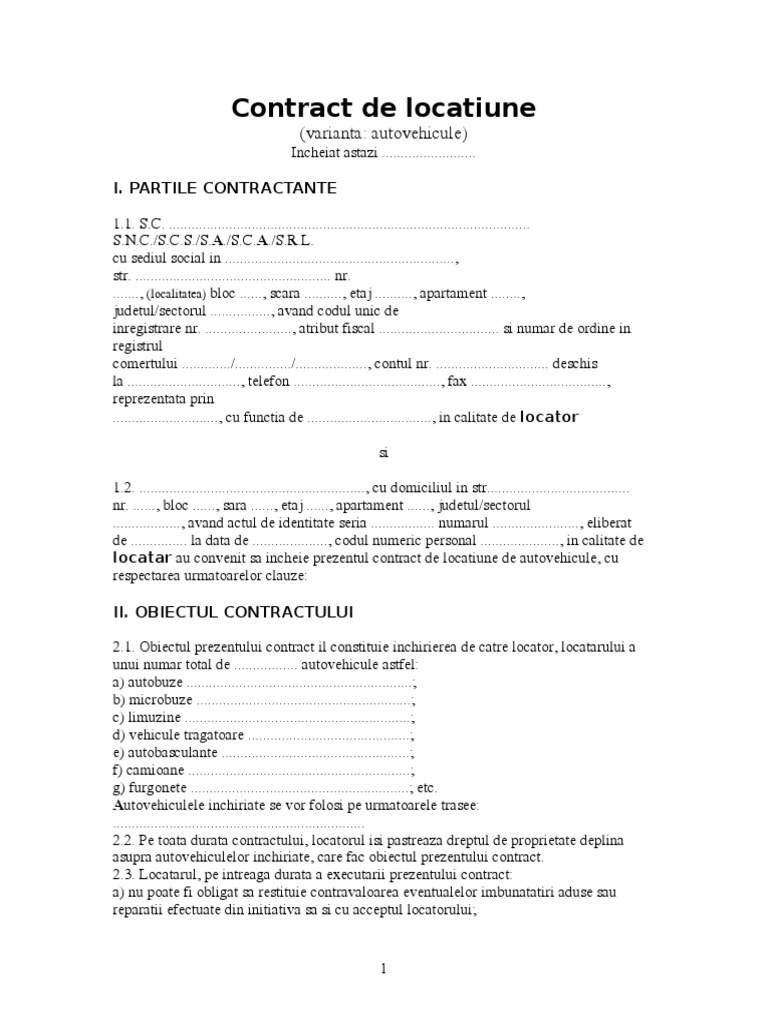 Contract de Locatiune | PDF