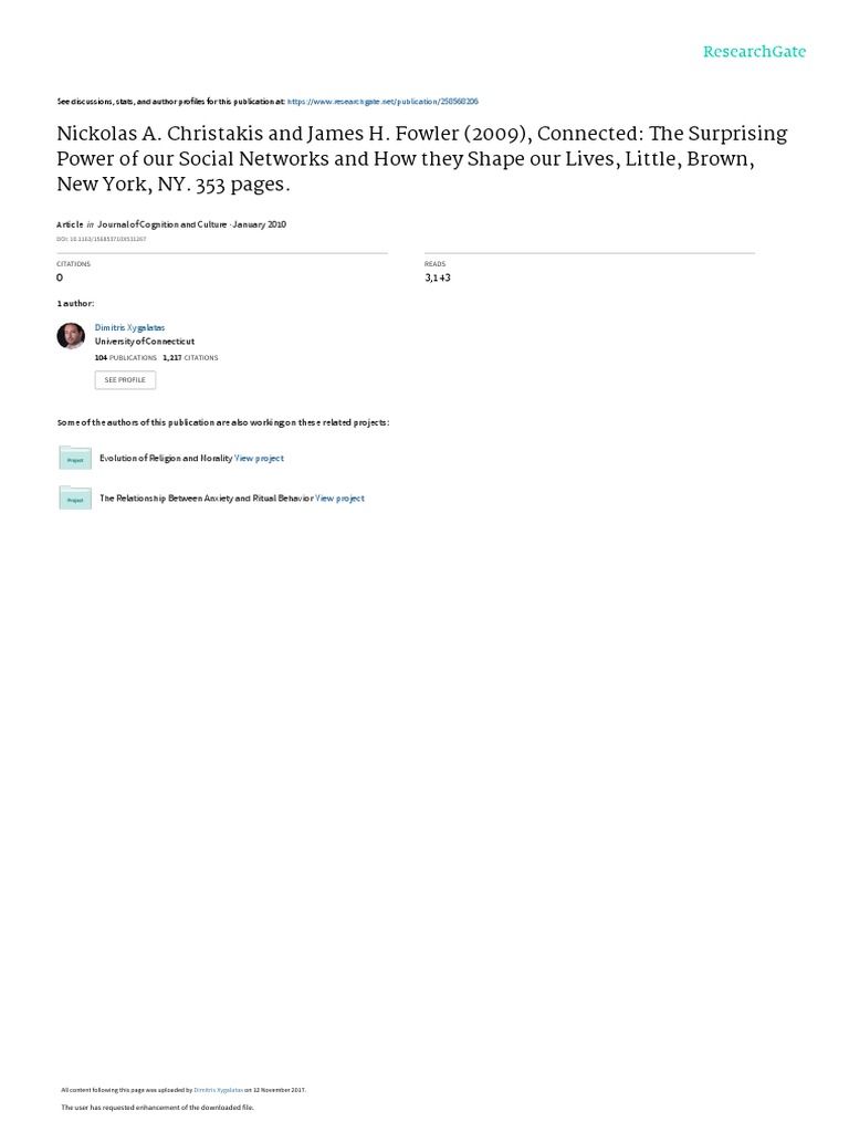 Nickolas A Christakis and James H Fowler 2009 Conn PDF | PDF | Social ...