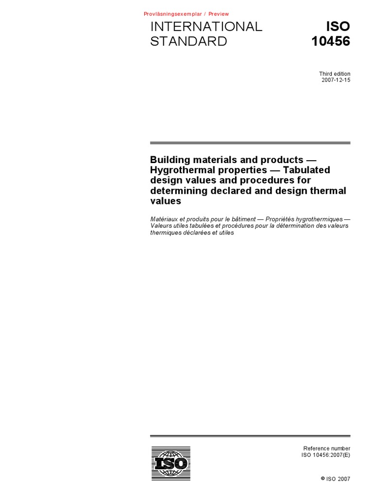 Iso 10456 2007 en PDF | PDF | Thermal Conductivity | International Organization For Standardization