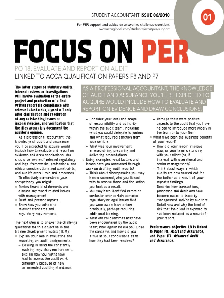 How To Do ACCA PER | PDF | Accountant | Evaluation