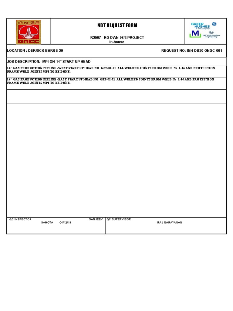 NDT Request Form | PDF