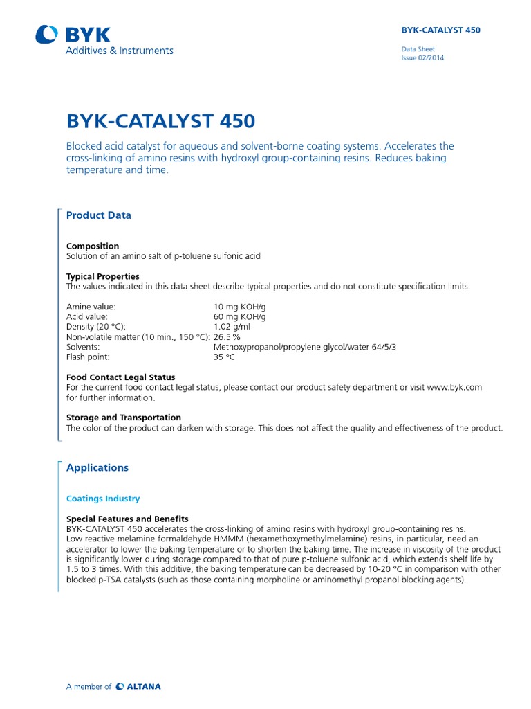 TDS Byk-Catalyst 450 en | PDF | Amine | Cross Link