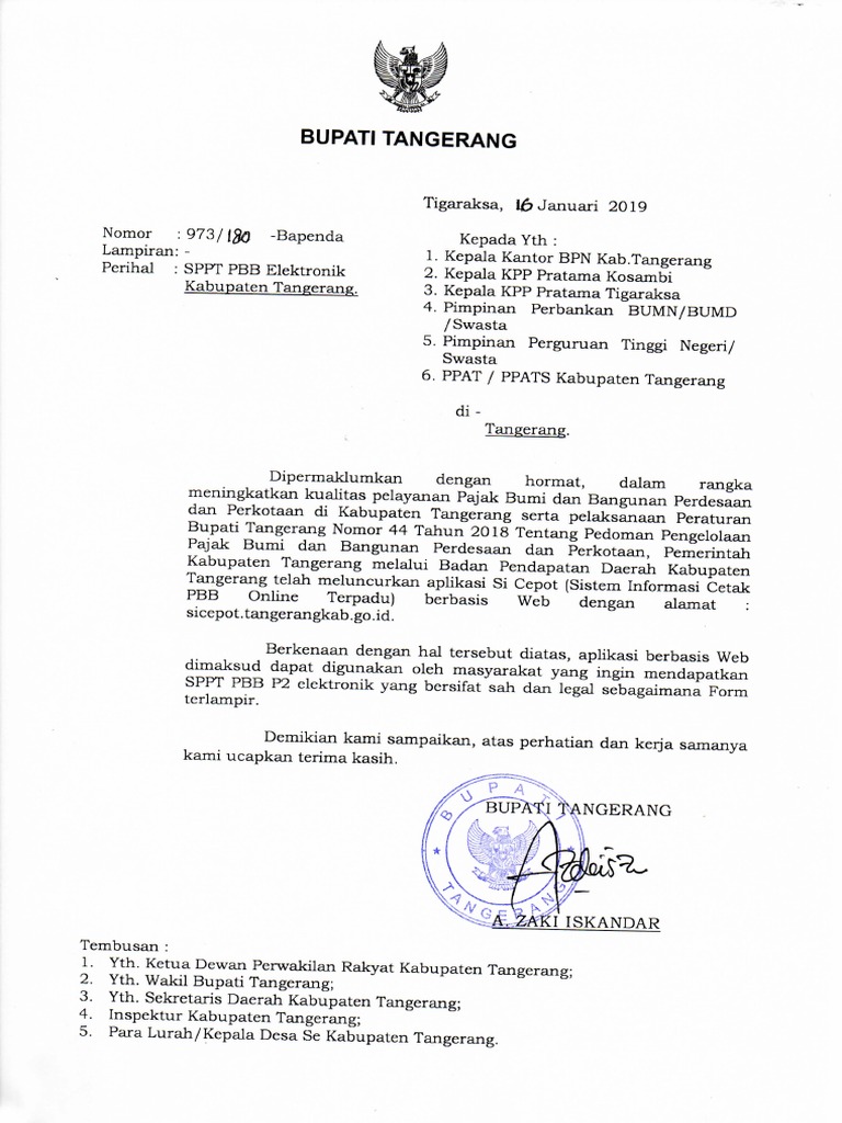 Surat Edaran Bupati Kab. Tangerang PDF | PDF