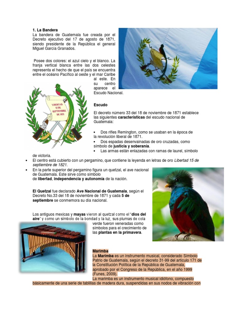 Historia De Los Simbolos Patrios Guatemala Personas Símbolos Patrios