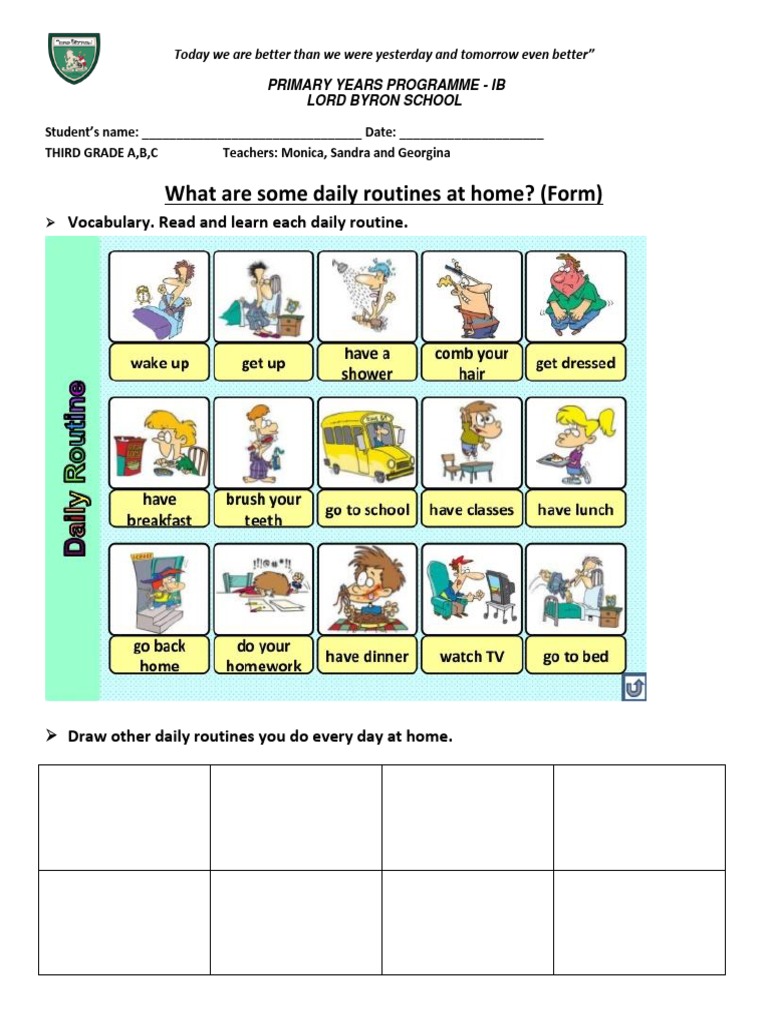 Daily Routines Vocabulary 1 | PDF | Educational Assessment And ...
