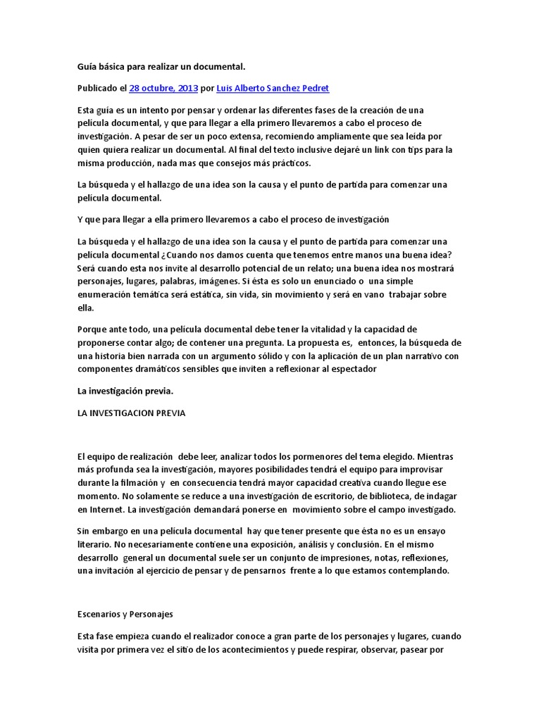 Guía Básica para Realizar Un Documental | PDF | Documental | Science