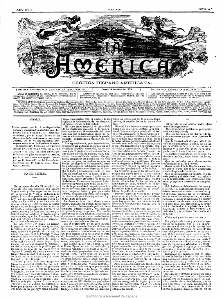 La América (Madrid. 1857) - 28-4-1873 | PDF | República | Democracia