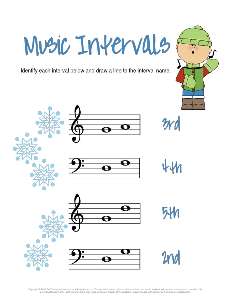 Music Intervals Worksheet For Christmas | PDF