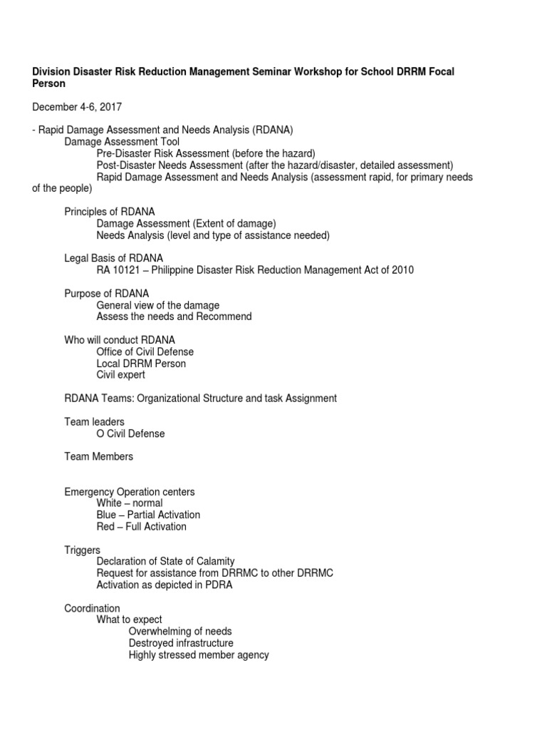 Division Disaster Risk Reduction Management Seminar Workshop For School ...