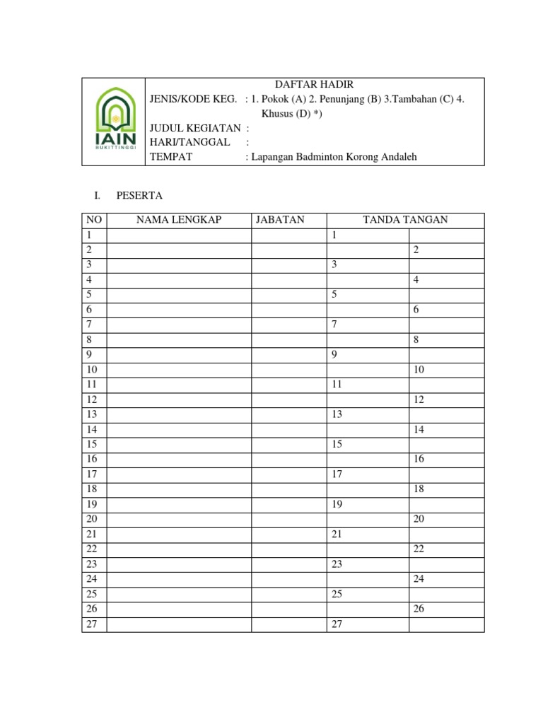 Absen Badminton | PDF