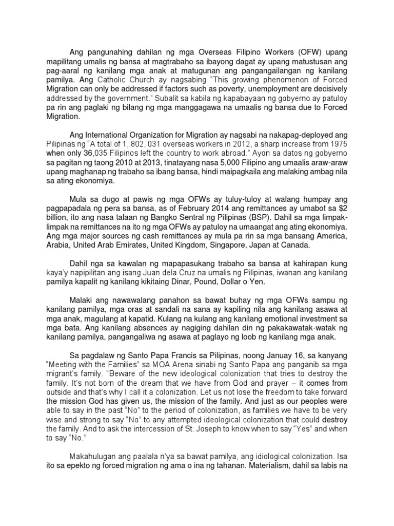 Effects of OFW in Families | PDF