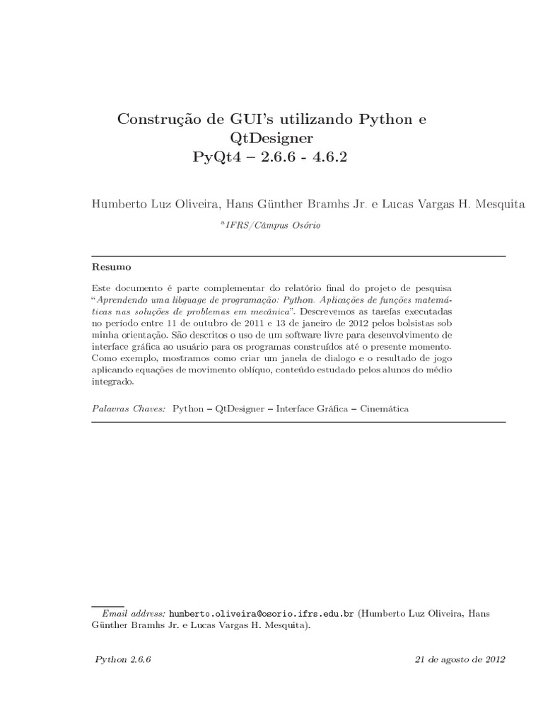 Tutorial de PyQt PDF | PDF | Python (linguagem de programação ...