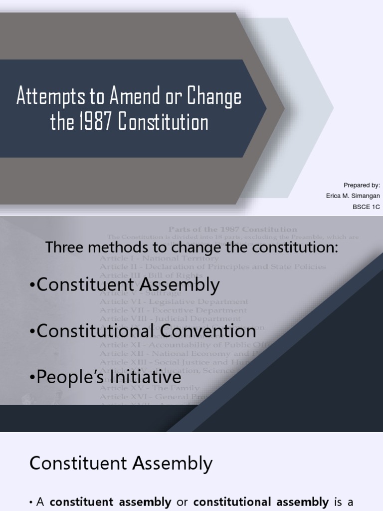 Attempts To Amend or Change The 1987 Constitution | Download Free PDF ...