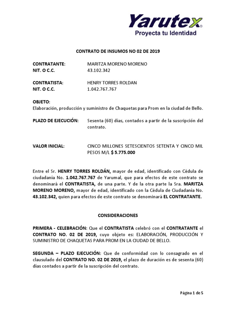 Contrato Prom Bello PDF | PDF
