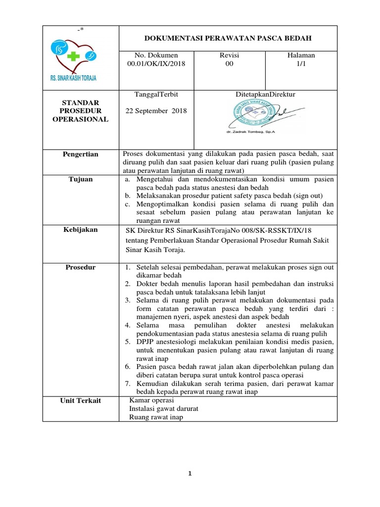 Spo Kamar Operasi | PDF