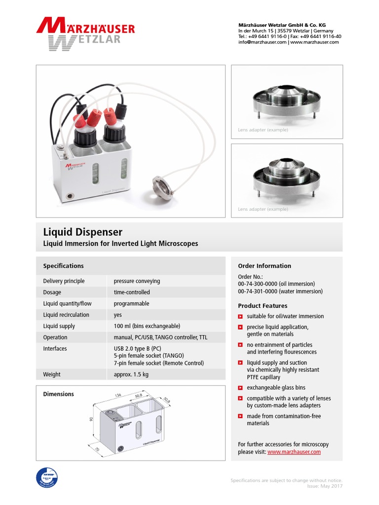 Liquid Dispenser for Microscopes | PDF | Liquids | Physical Chemistry