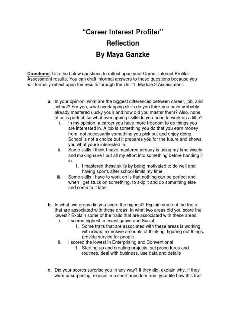 Career Interest Profiler | Download Free PDF | Psychological Concepts ...