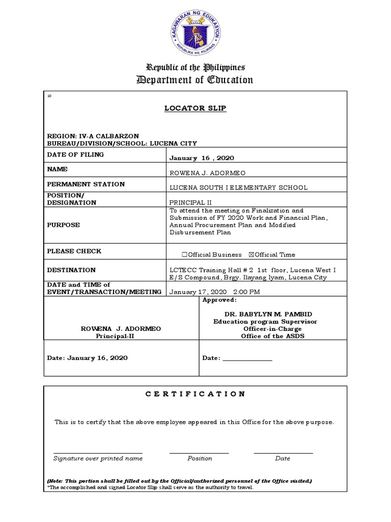 Locator Slip Certificate of Appearance | PDF | Social Institutions ...