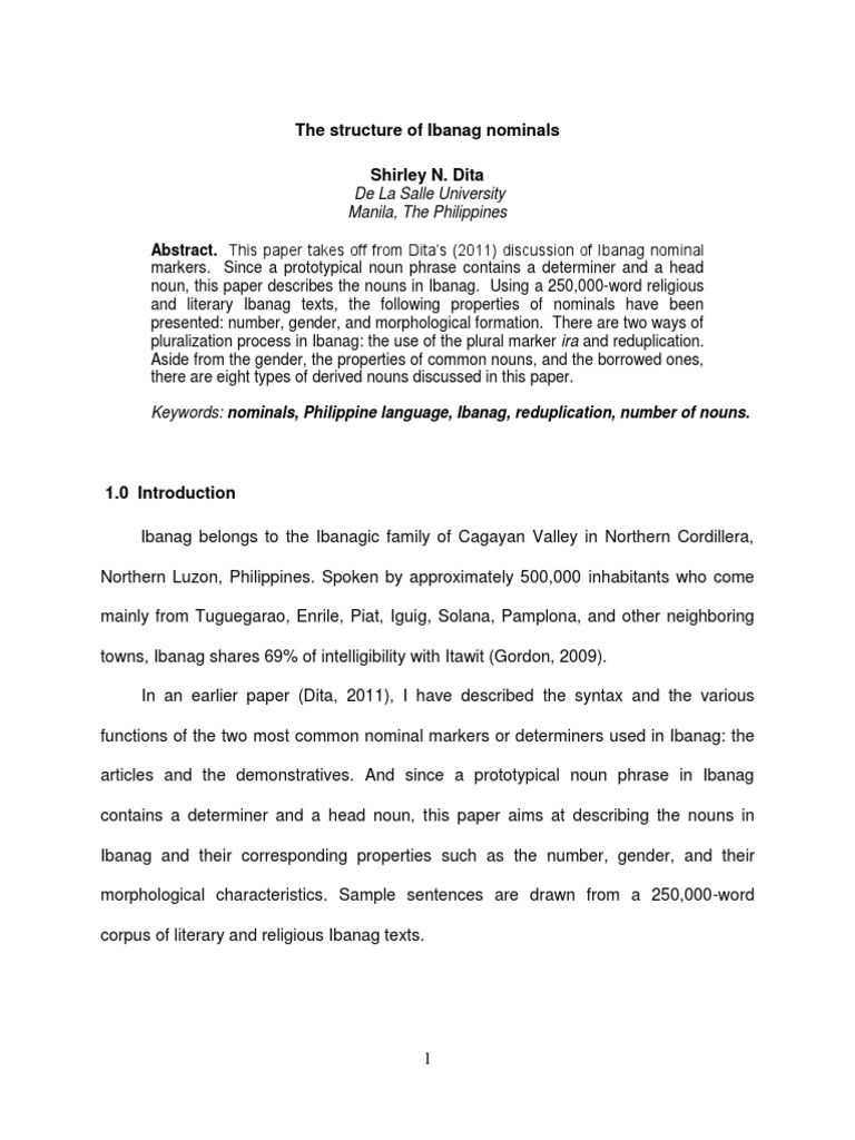 The Structure of Ibanag Nominals | PDF | Noun | Grammatical Gender