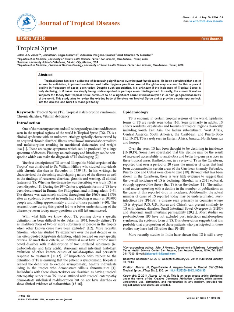 Tropical Sprue 2329 891X.1000130 | PDF | Diarrhea | Coeliac Disease