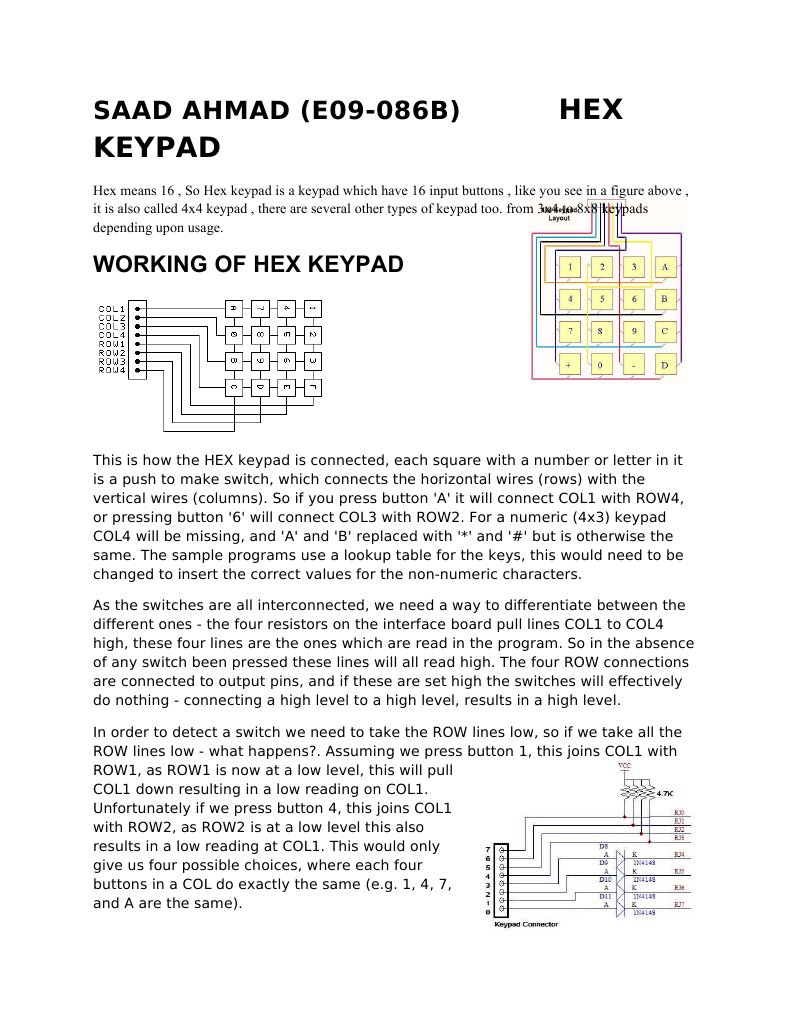 HEX Keypad: SAAD AHMAD (E09-086B) | PDF | Switch | Areas Of Computer Science