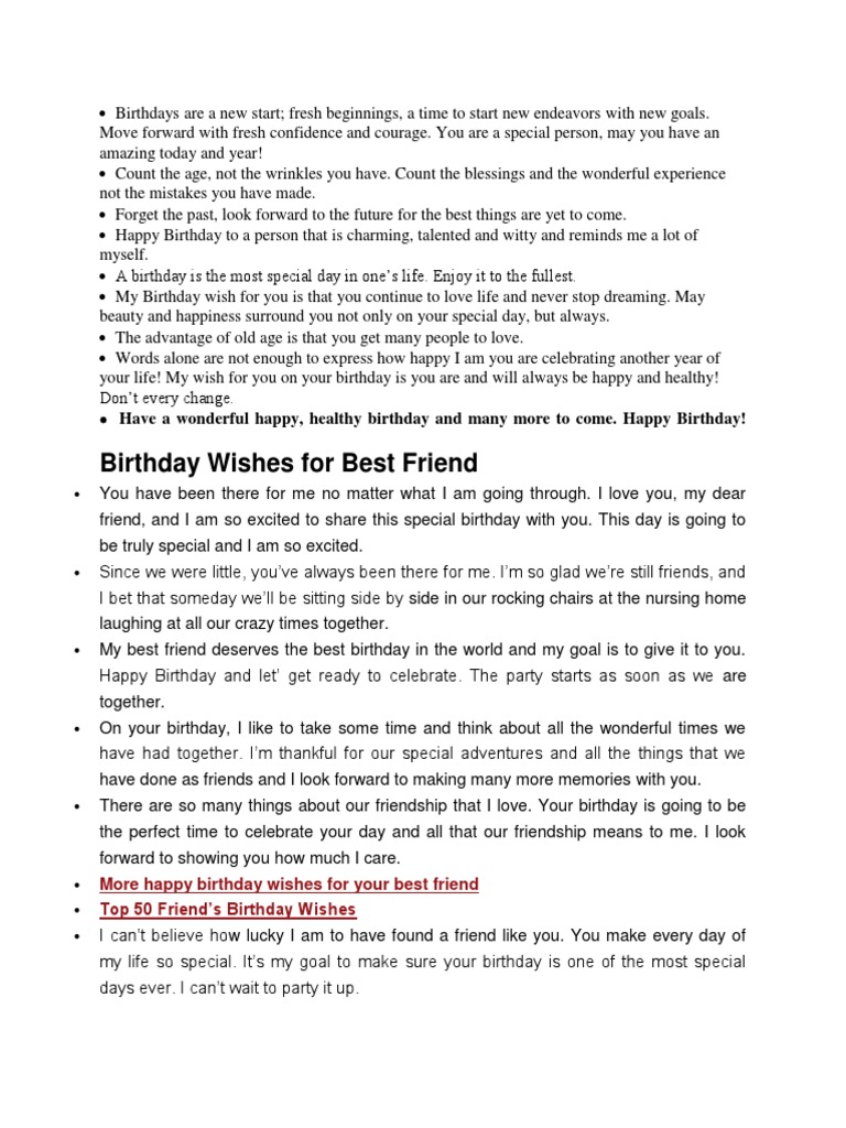 Birthdays Wishes | PDF | Birthdays | Love