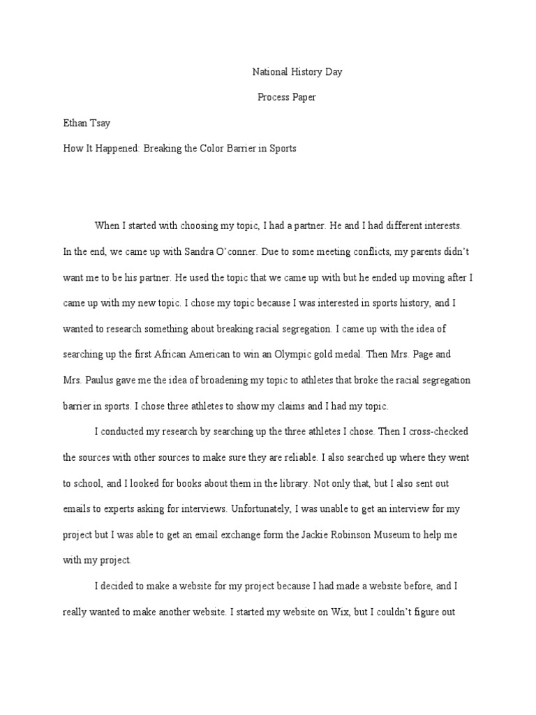 Ethan Tsay National History Day Process Paper 1 PDF