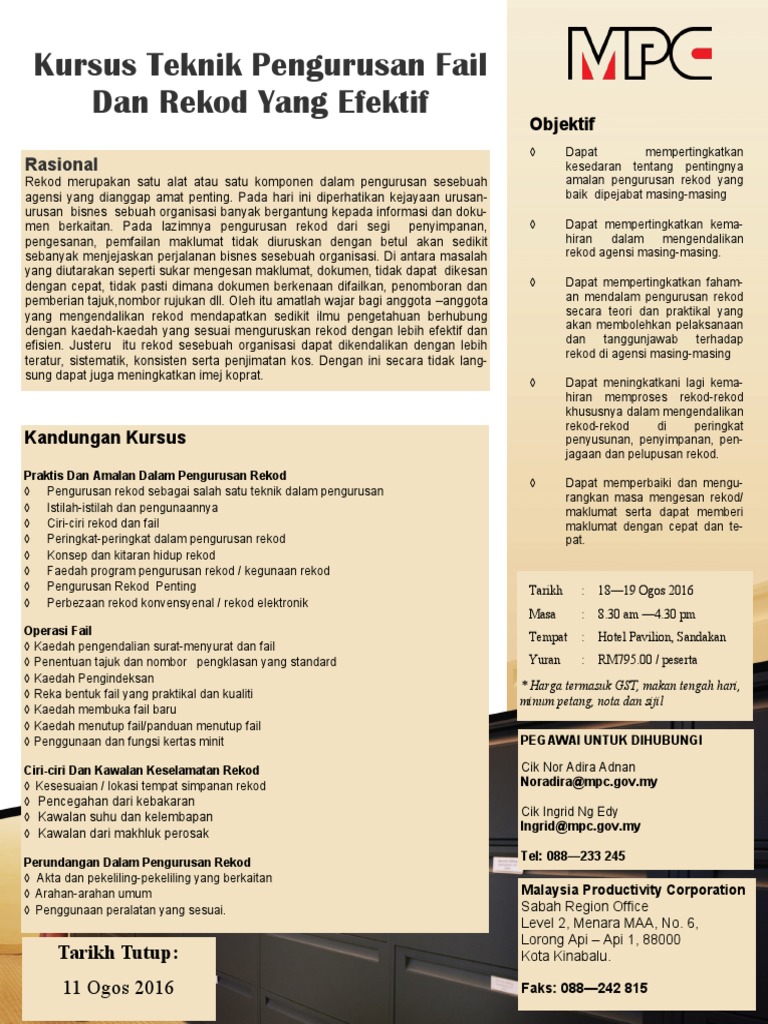 Kursus Pengurusan Fail Dan Rekod | PDF