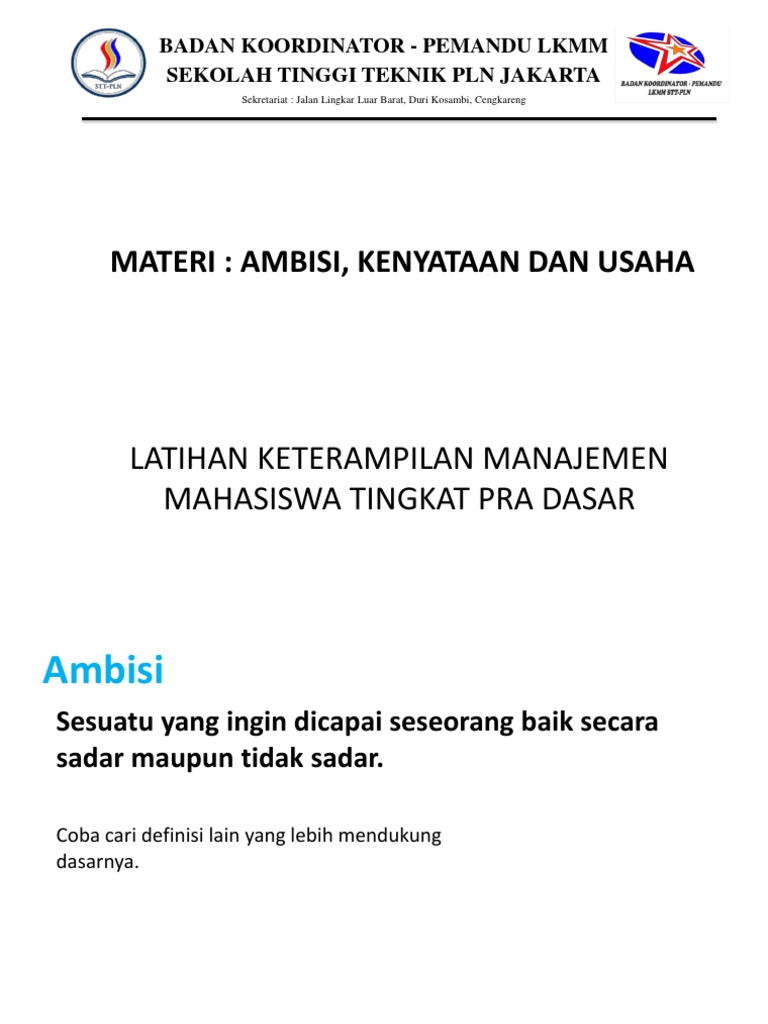 Ambisi, Kenyataan Dan Usaha | PDF | Karier & Perkembangan