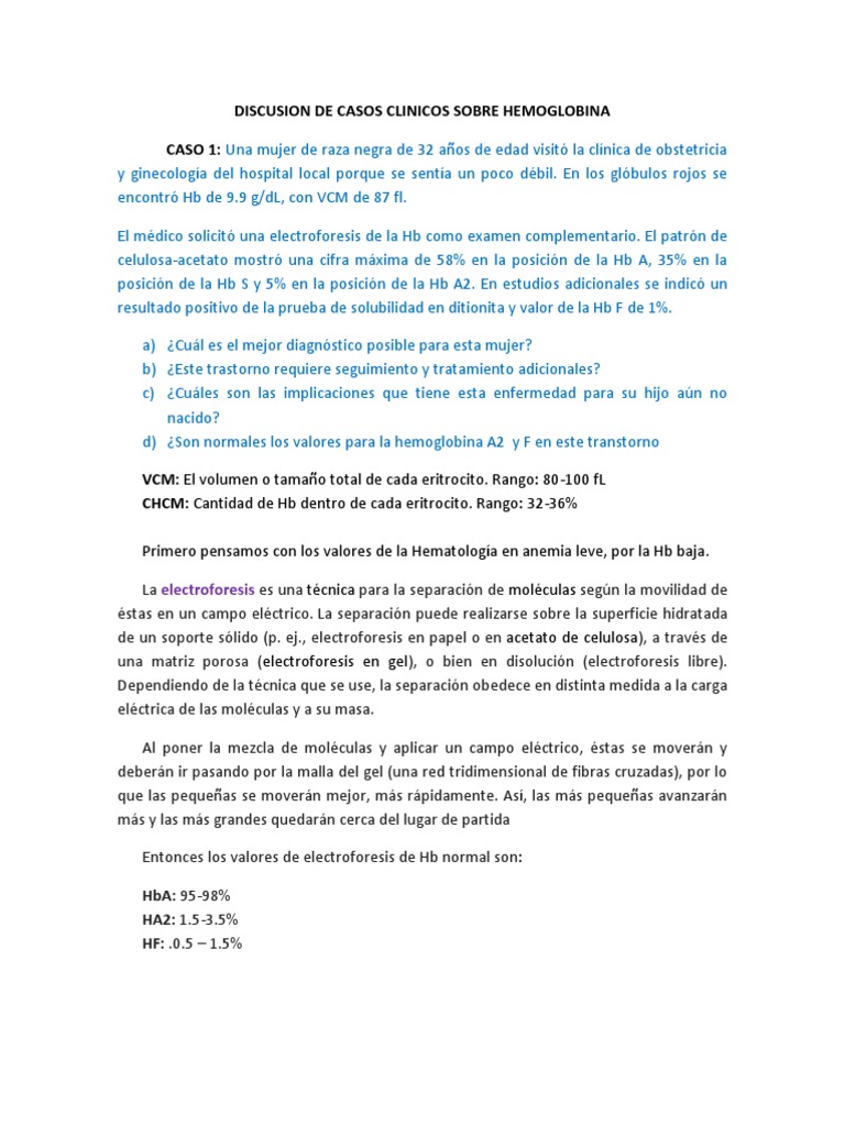 CLASE 9. DISCUSION DE CASOS CLINICOS SOBRE HEMOGLOBINA. Michelle ...
