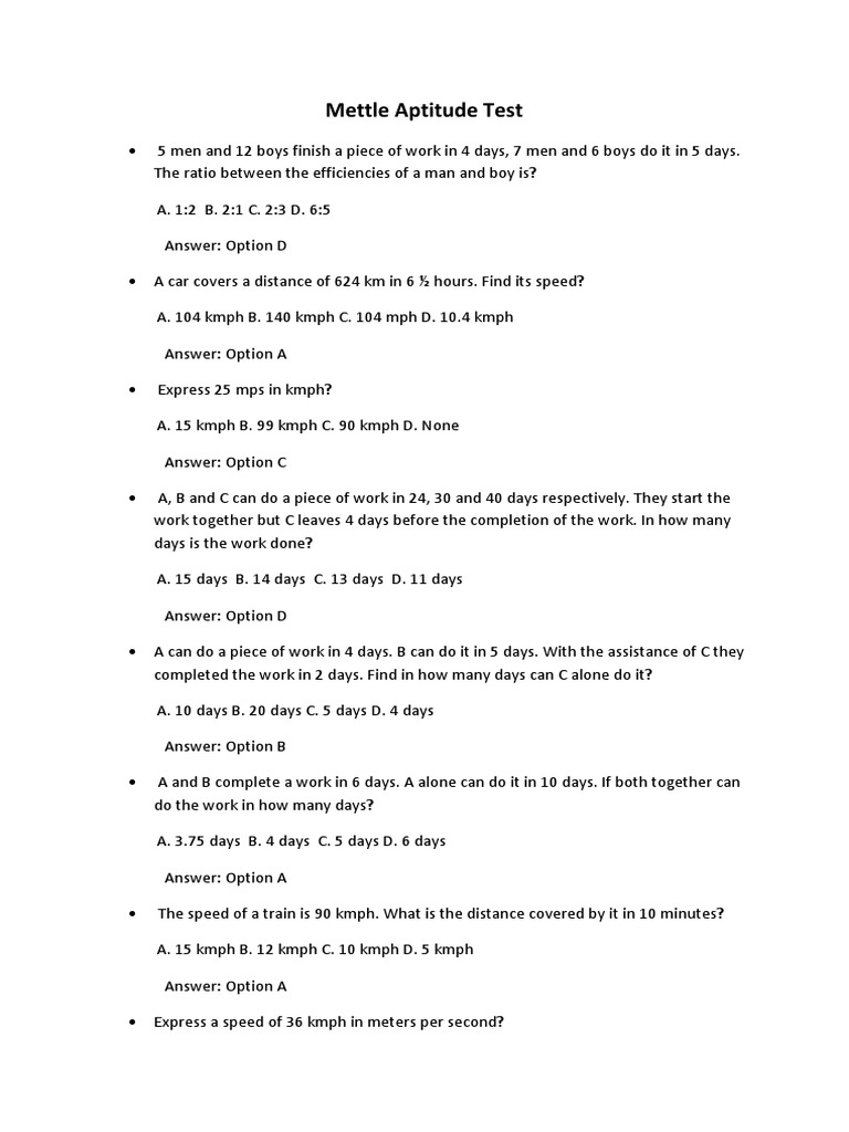 Mettl Aptitude Test | PDF