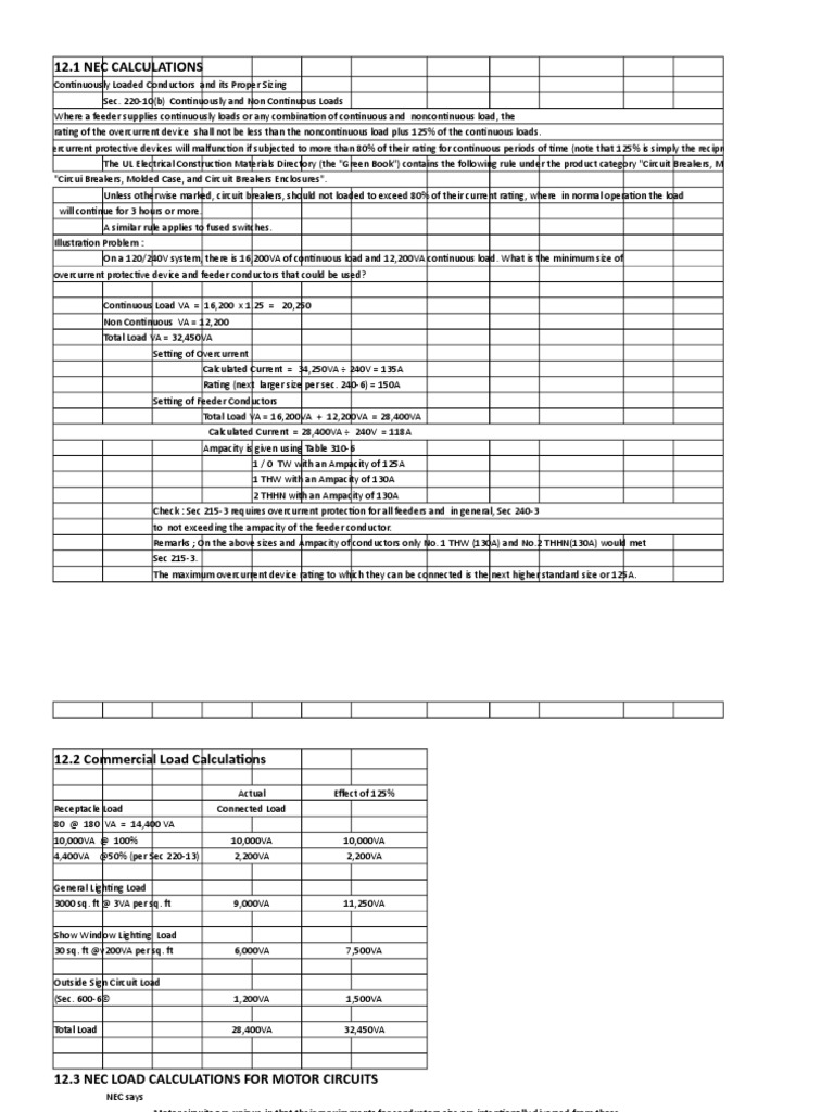 NEC Calculation | PDF | Power Supply | Electrical Components