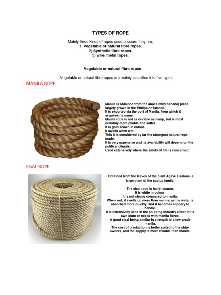 Types of Rope | PDF | Rope | Knot