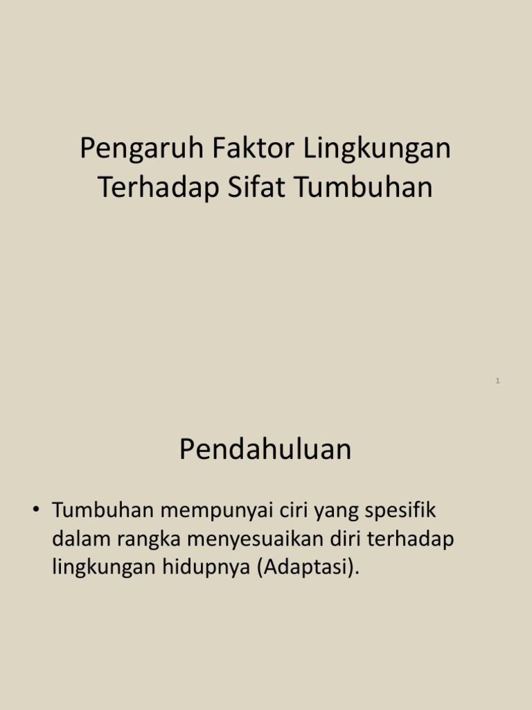 Pengaruh Faktor Lingkungan Terhadap Sifat Tumbuhan-2 | PDF | Sains & Matematika