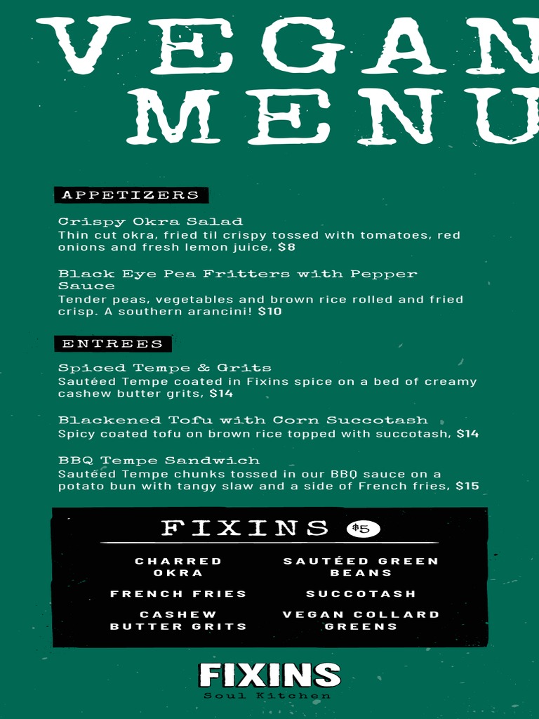 Fixins Vegan Menu PDF | PDF